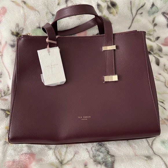 Ted Baker | Bags | Ted Baker Plum Leather Tote Bag | Poshmark